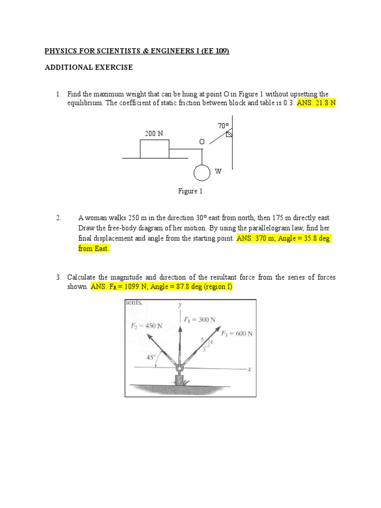 Physics Exercises: Forces & Friction | PDF