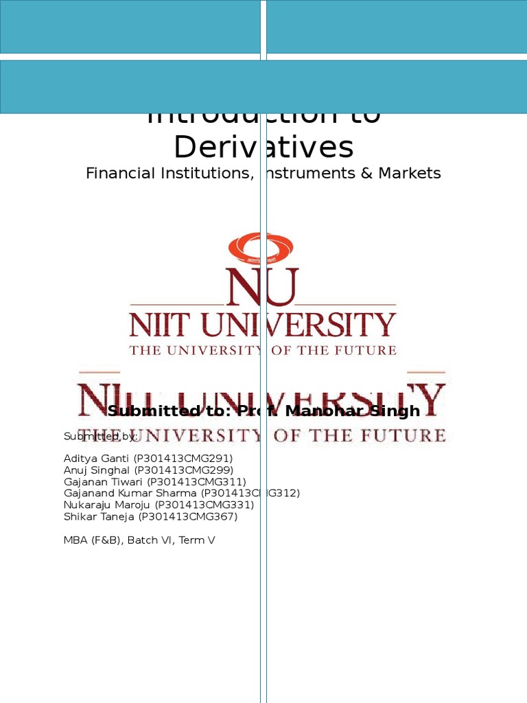 Introduction To Derivatives | PDF | Futures Contract | Option (Finance)