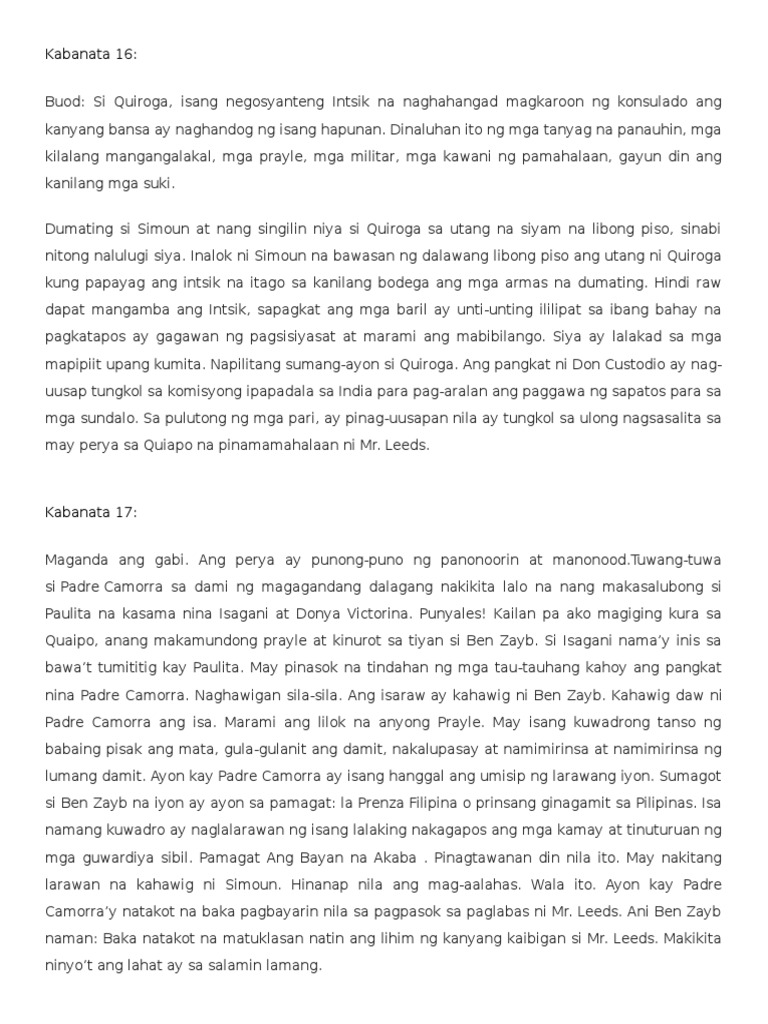 Kabanata 16-20 El Filibusterismo