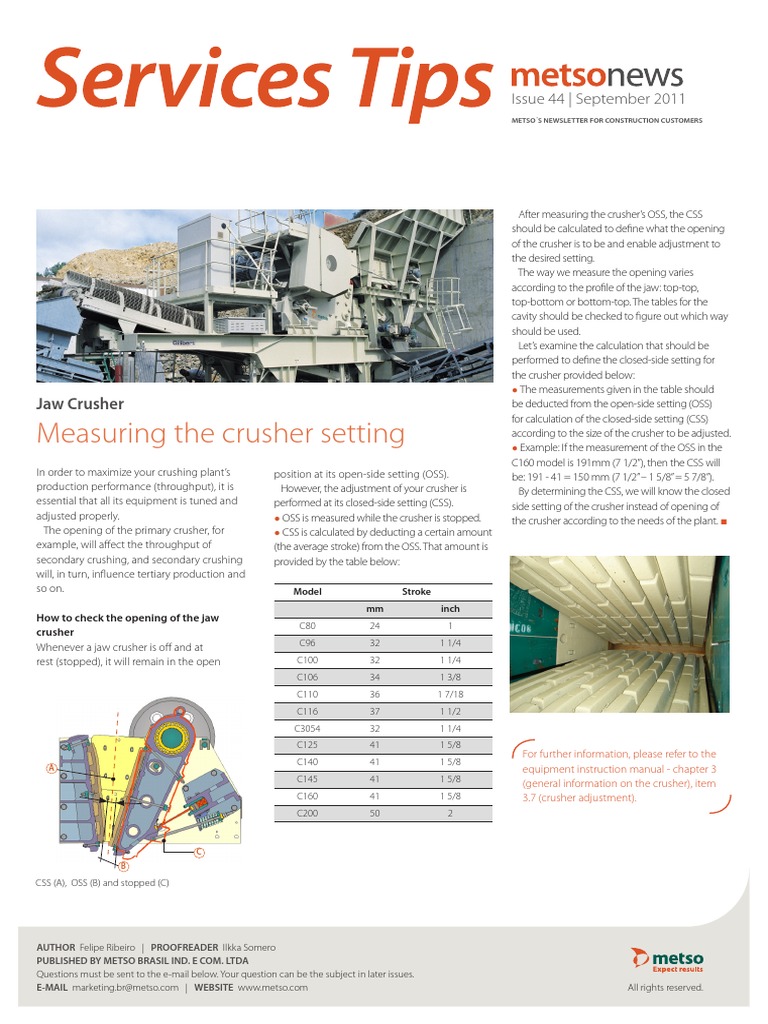 Jaw Crusher Setting Measurement Guide | PDF | Business