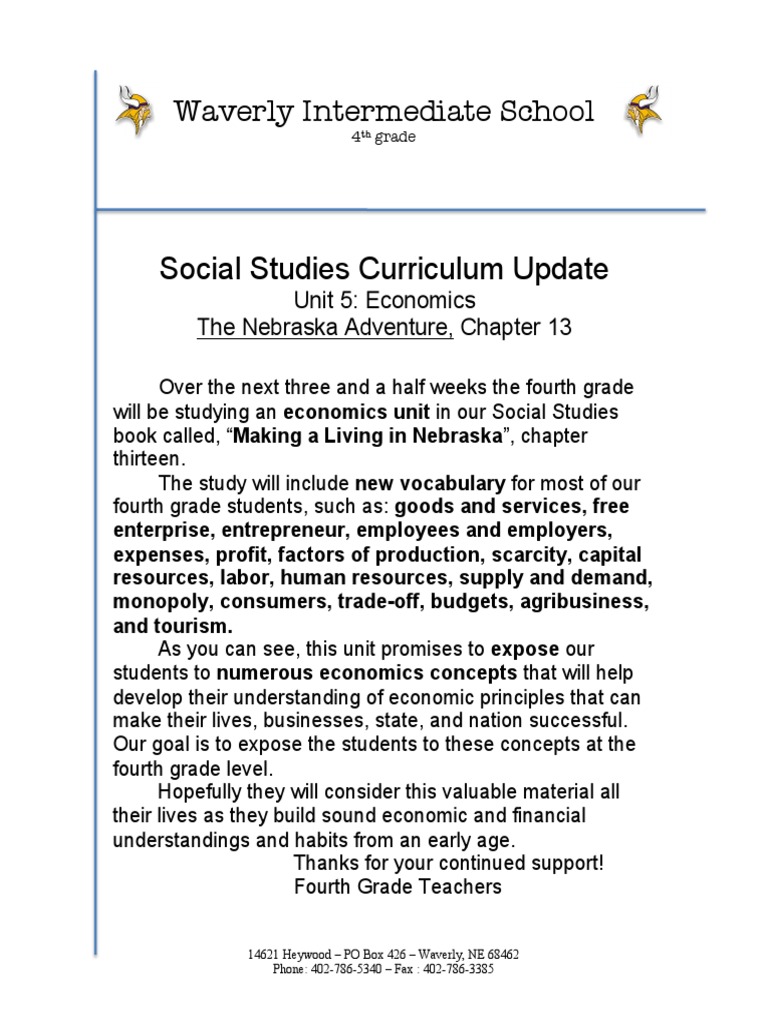 4th Grade Economics Curriculum Update | PDF | Wellness