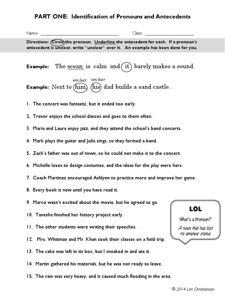 Pronouns and Antecedents 2 | PDF | Pronoun | Syntax