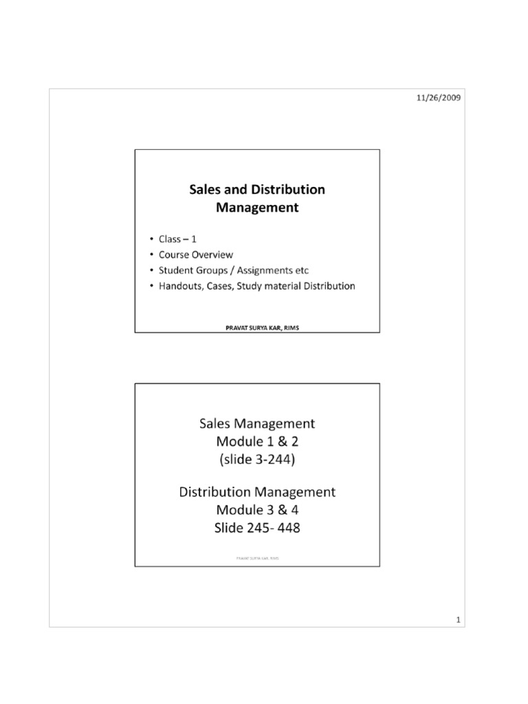 Sales and Distribution Management | PDF
