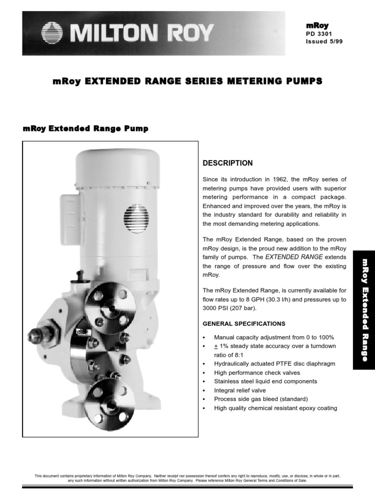 Milton Roy Metering Pumps PL1999 | PDF | Pump | Valve