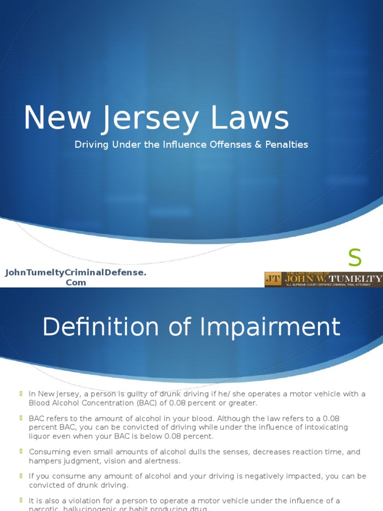 NJ DUI Penalties | Driving Under The Influence | Criminal Justice