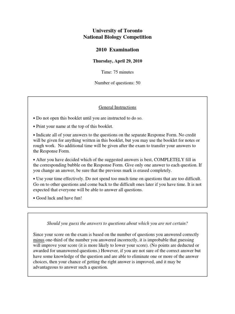 Biocomp Exam 2010 | PDF | Self-Improvement | Wellness