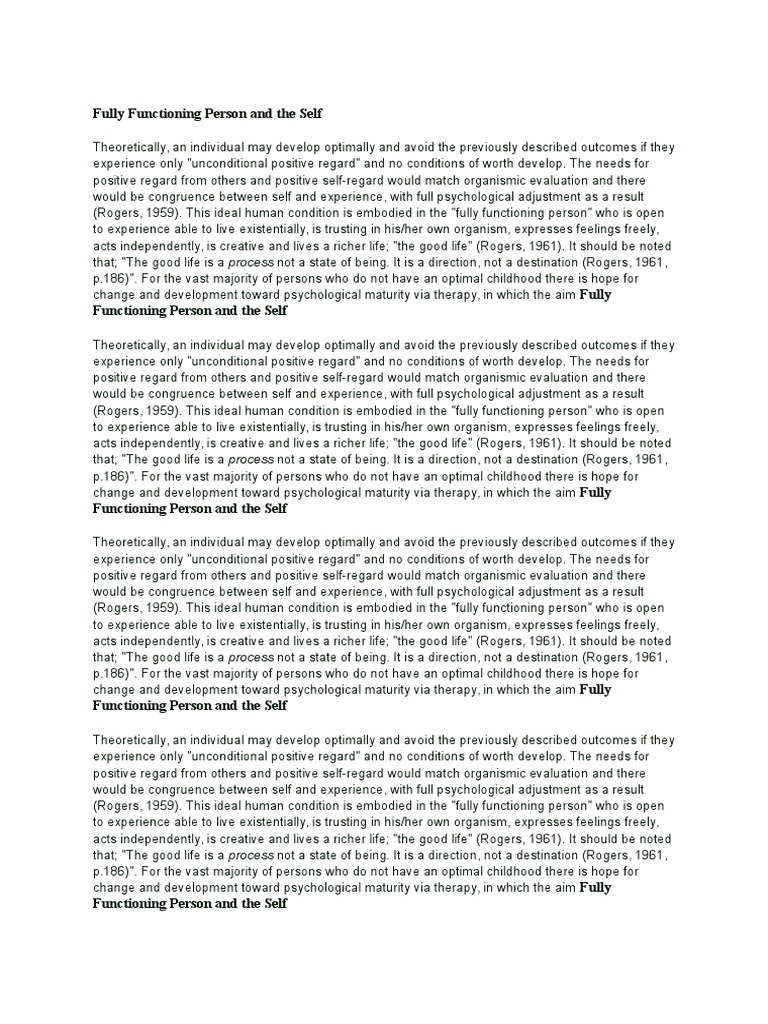 Fully Functioning Person and The Self | PDF | Self | Childhood
