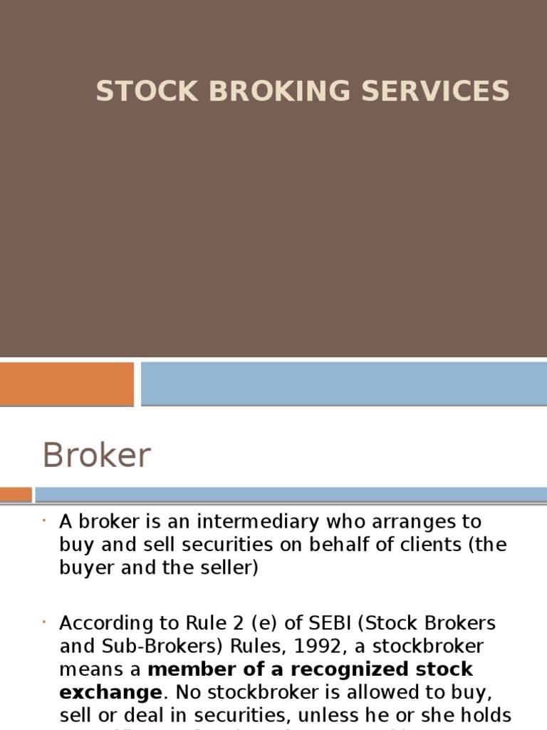 Overview of Stock Broking, Dep, Cust | PDF | Stocks | Securities (Finance)