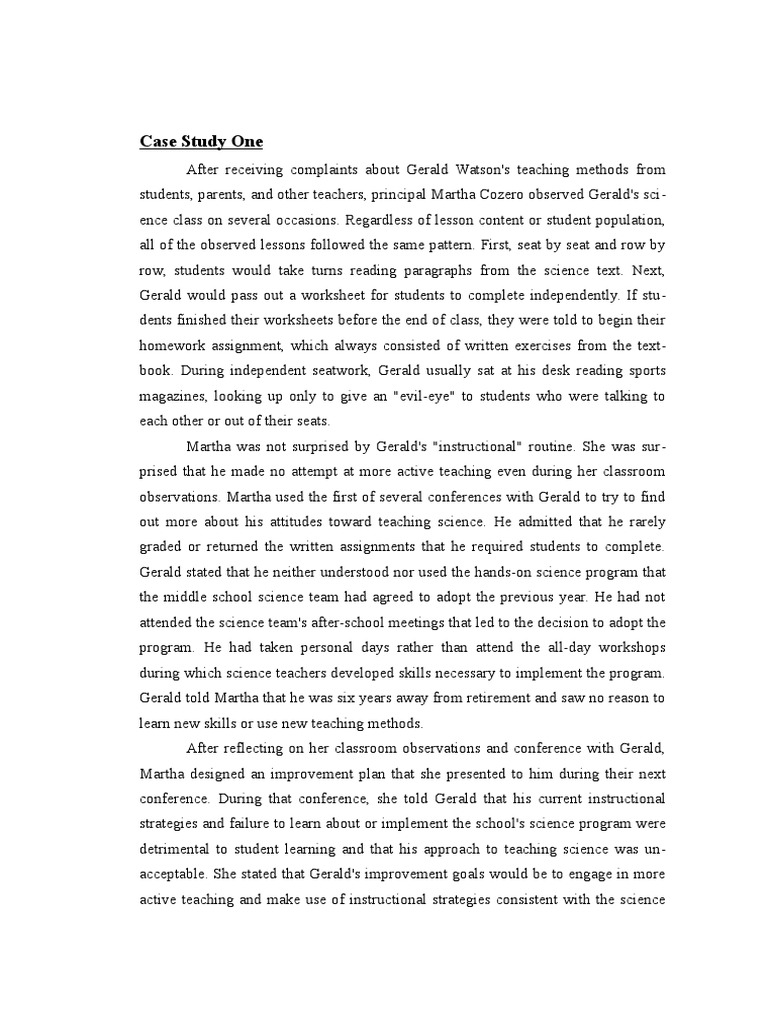 Case Study One | PDF | Classroom Management | Teaching Method