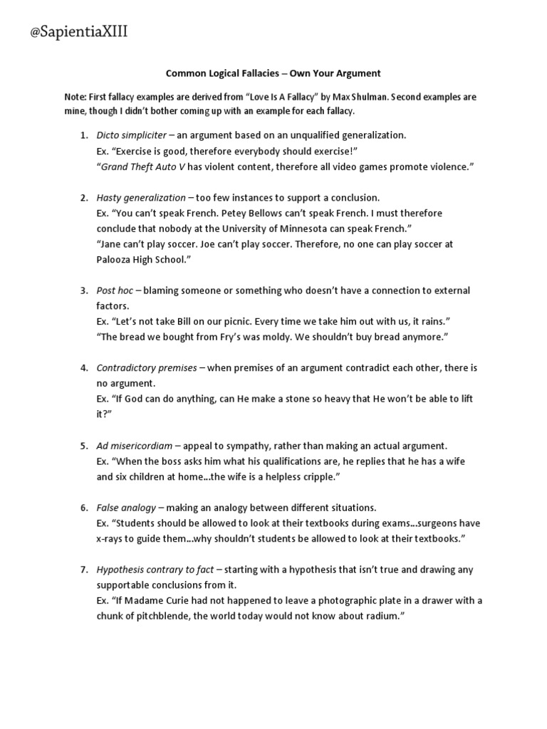 Common Logical Fallacies | PDF | Games & Activities