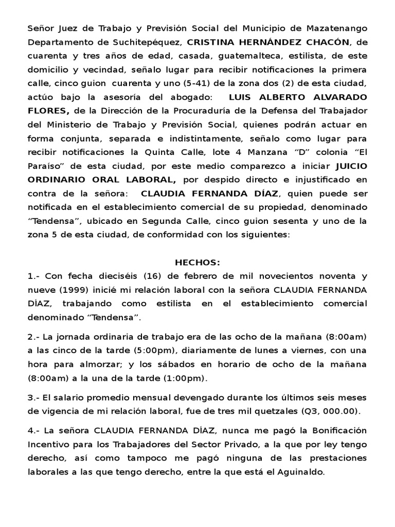 Ejemplos de Demandas Laborales Procesal Laboral | Derecho laboral ... Ejemplos de Demandas Laborales Procesal Laboral | Derecho laboral ...