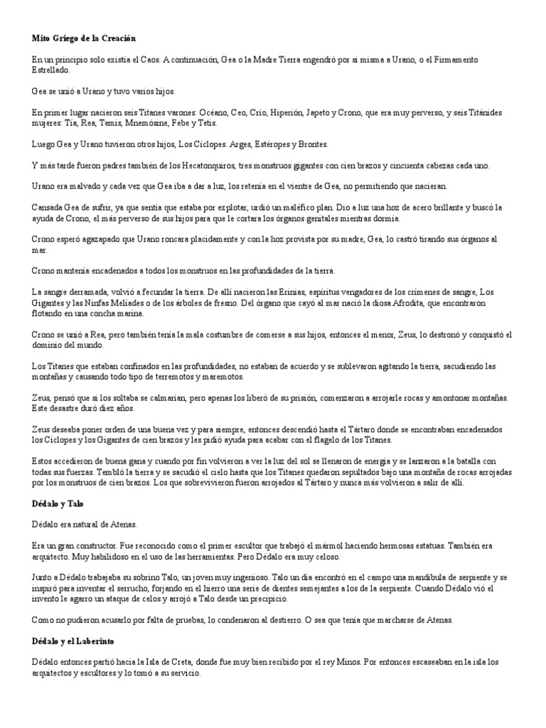 Mitos Cortos | PDF | Minotauro | Orfeo