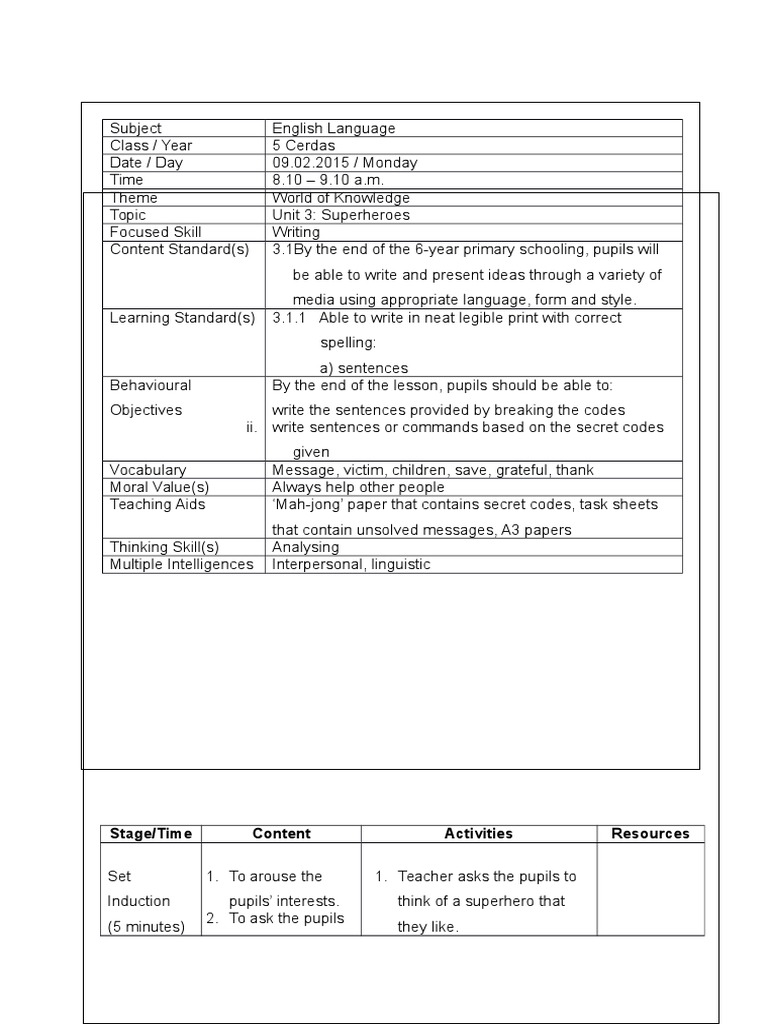 5C Superheroes (Writing) | PDF