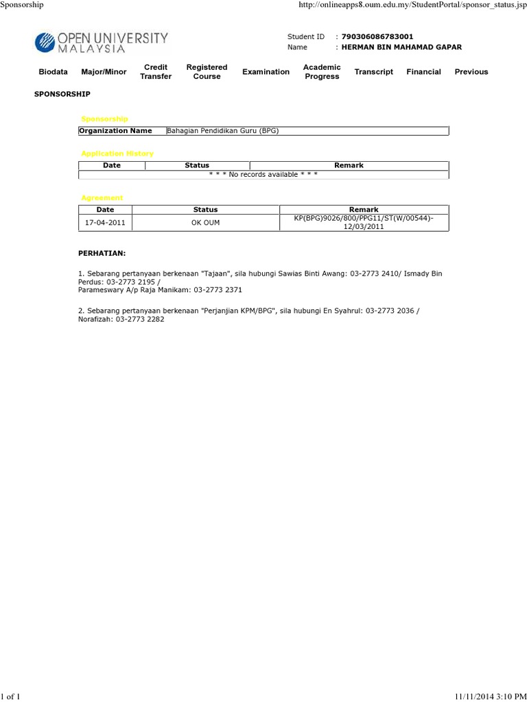 Student Sponsorship Details | PDF