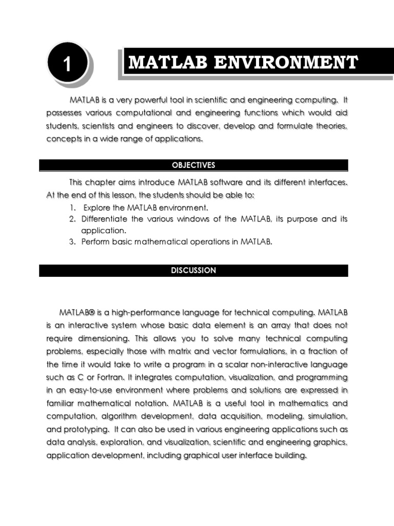 MATLAB Environment | PDF | Matlab | Matrix (Mathematics)
