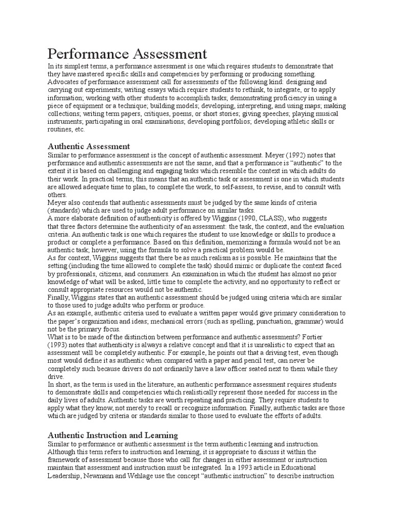 Performance Assessment | PDF | Educational Assessment | Goal