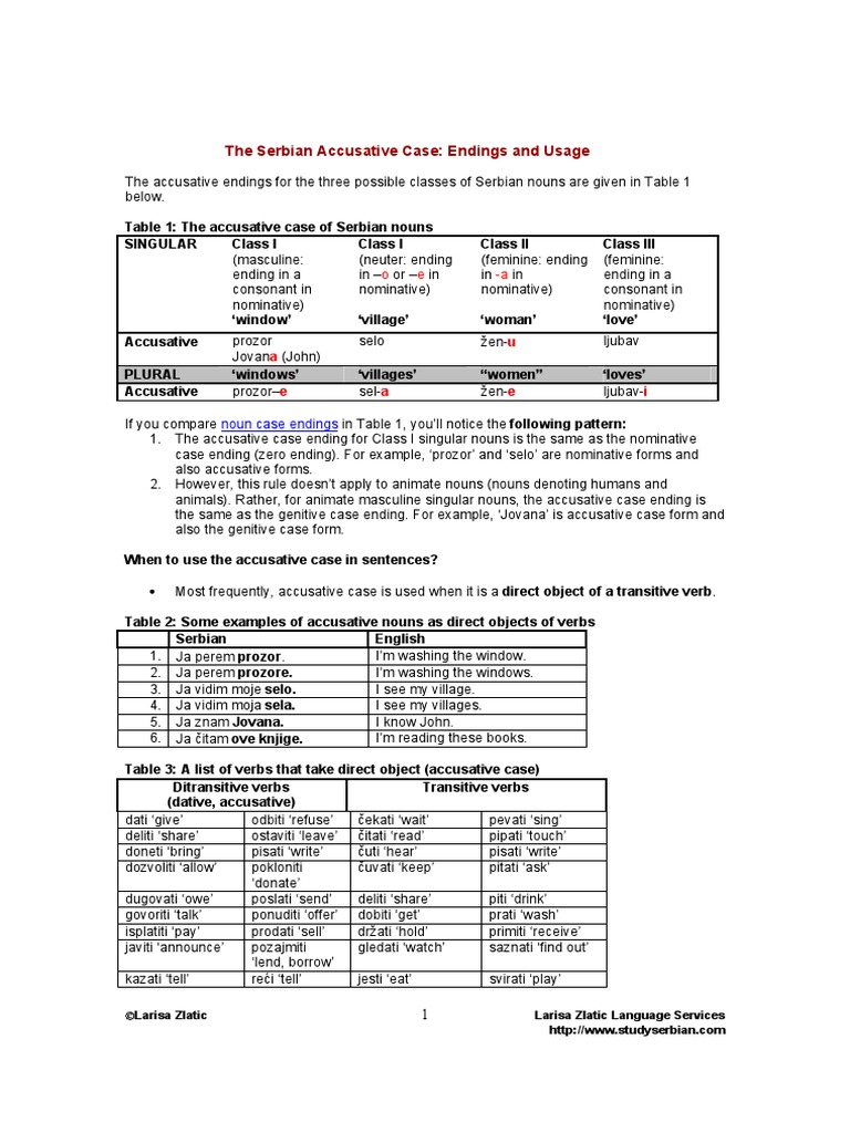 Serbian Accustive Case | PDF | Grammatical Gender | Grammatical Number