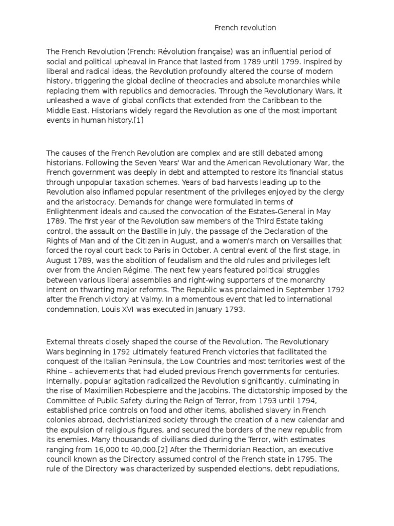 The French Revolution | PDF | French Revolution | Reign Of Terror