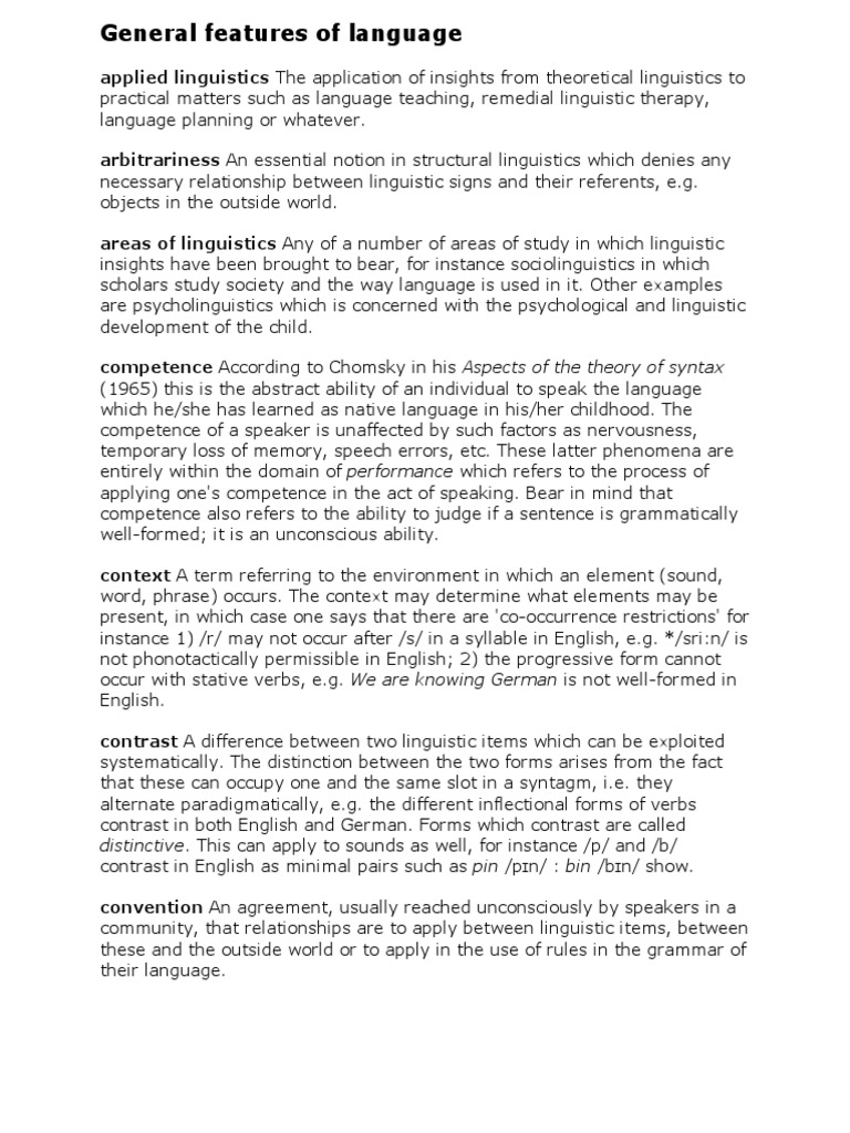 General Features of Language | PDF | Morphology (Linguistics) | Linguistics