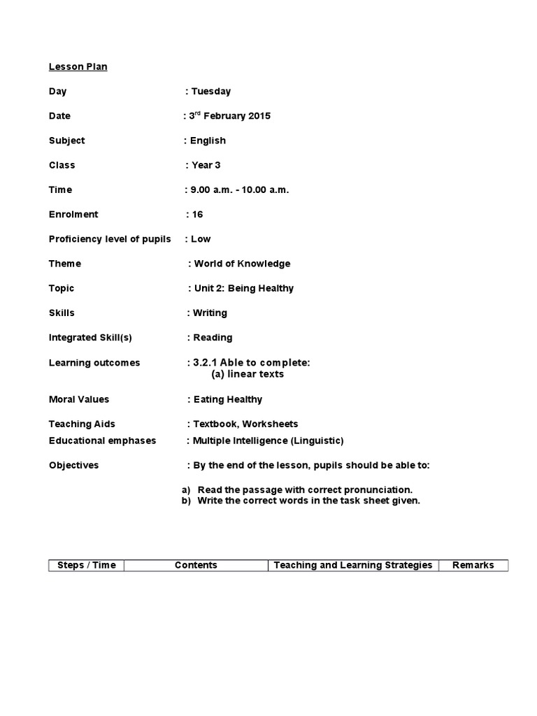 Lesson Plan Write Bi | PDF | Career & Growth | Language Arts & Discipline