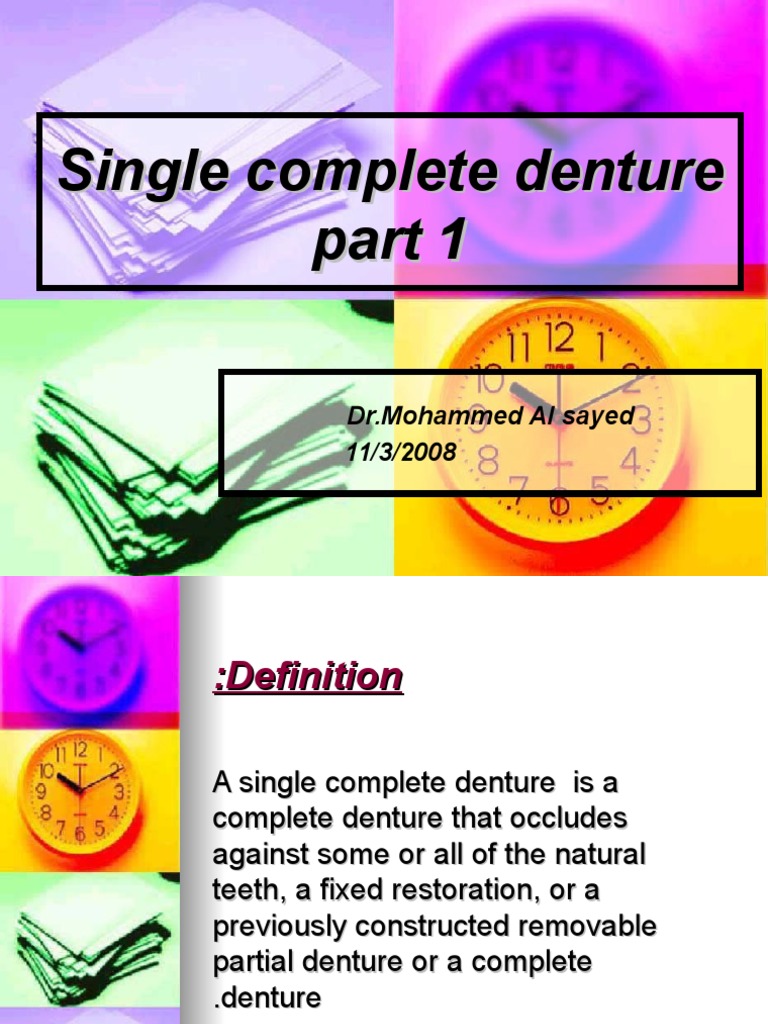 Single Complete Denture | PDF | Dentures | Mouth