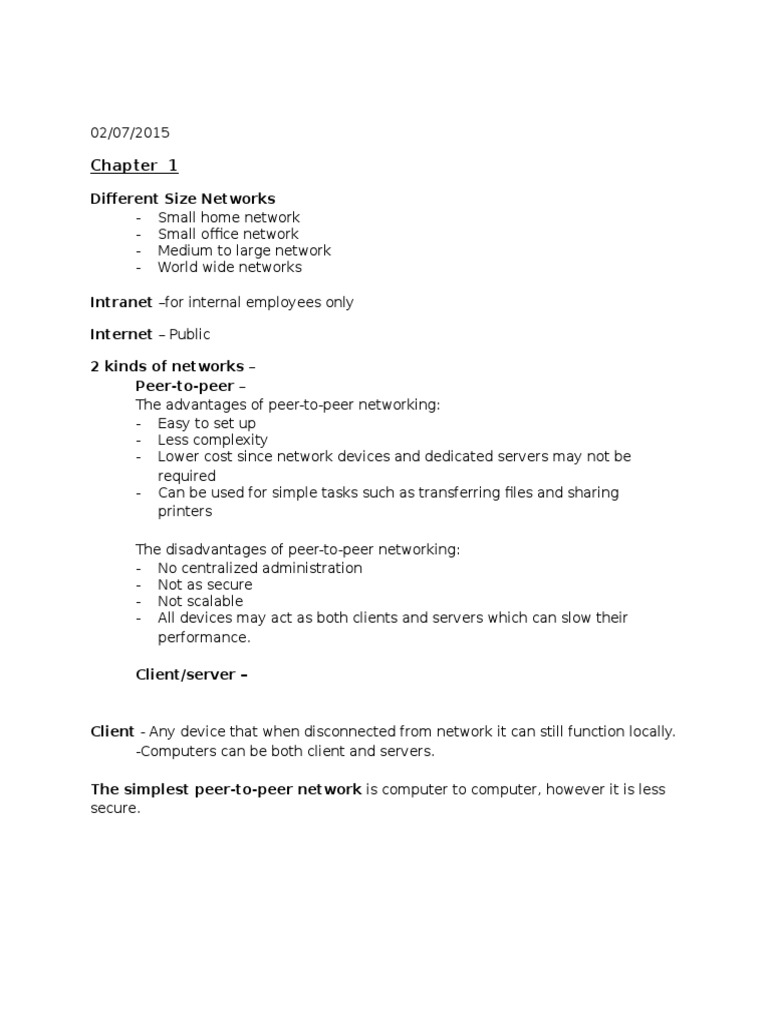 Cisco Networking - Chapter 1 Notes | PDF | Network Interface Controller ...