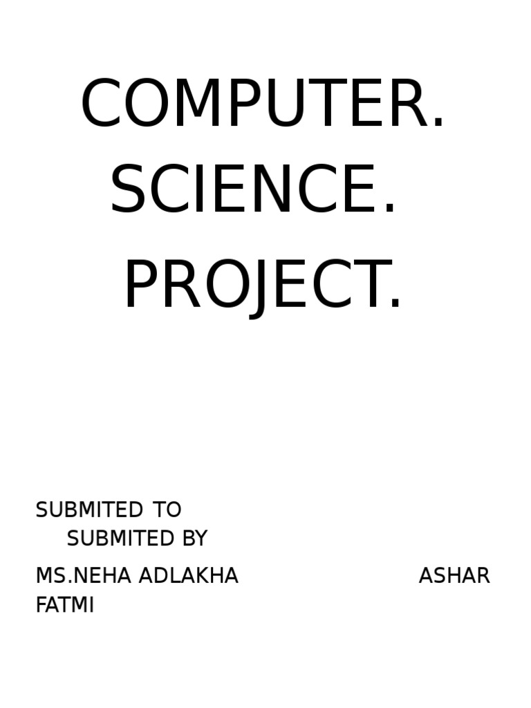 Computer Science Project Class 12 Pdf Computer Programming Software
