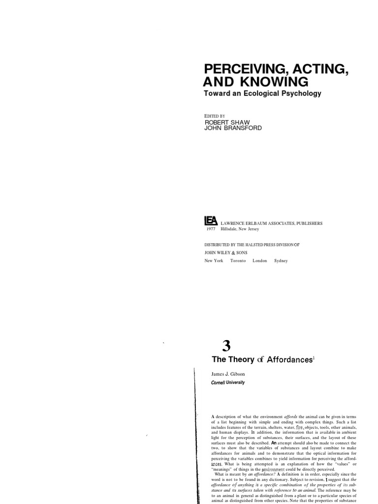 Perceiving Affordances: James Gibson's Theory of Direct Perception in ...