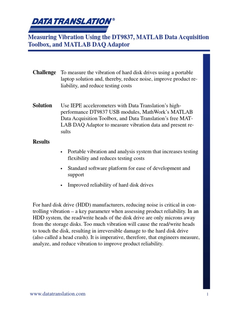 Measuring HDD Vibration in MATLAB | PDF | Hard Disk Drive | Data ...