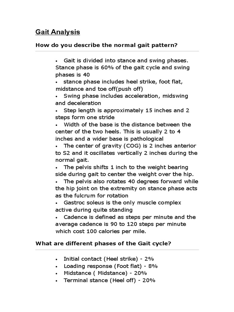 Gait Analysis | PDF | Foot | Anatomical Terms Of Motion