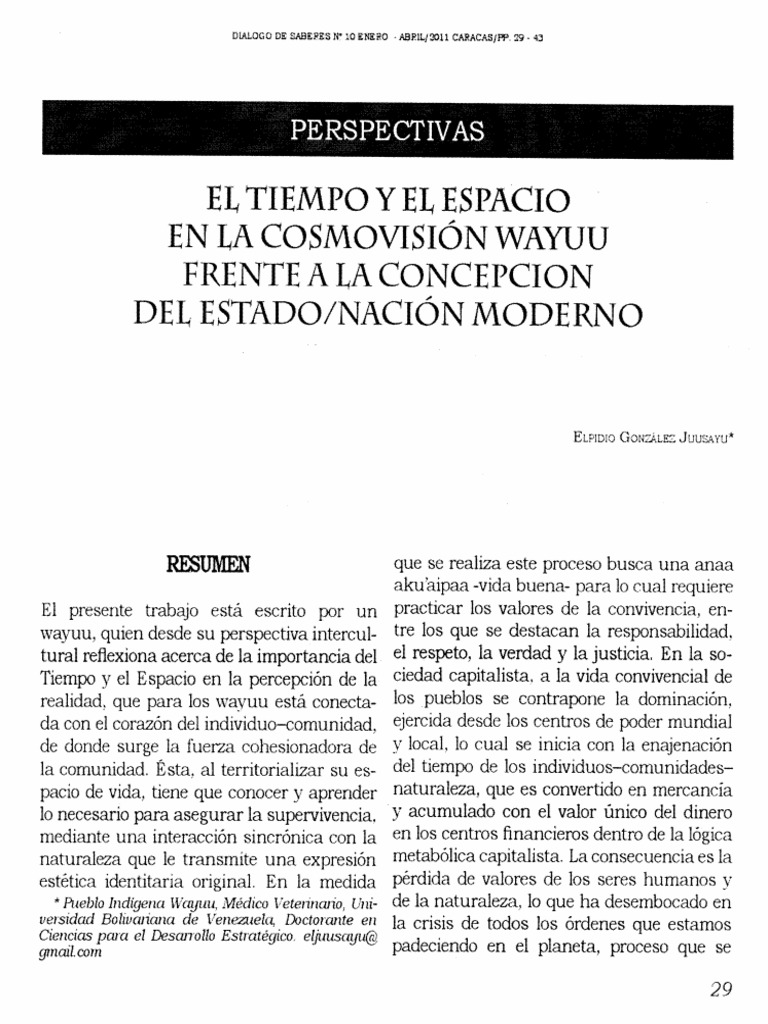 Tiempo y Espacio en La Cosmovision Wayuu - Elpidio | PDF