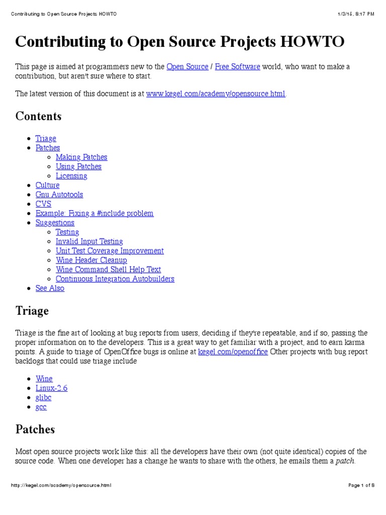 Contributing To Open Source Projects | PDF | Software Bug | Gnu