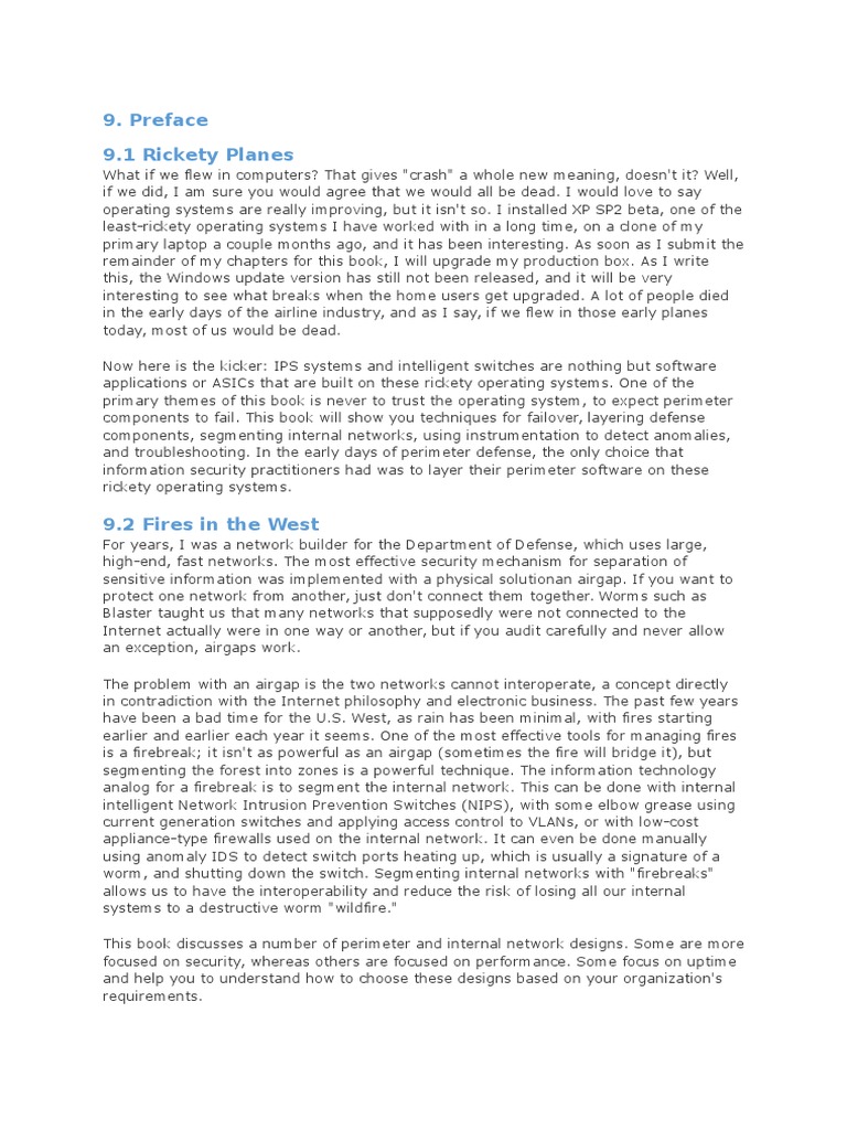 Preface 9.1 Rickety Planes | PDF | Operating System | Firewall (Computing)