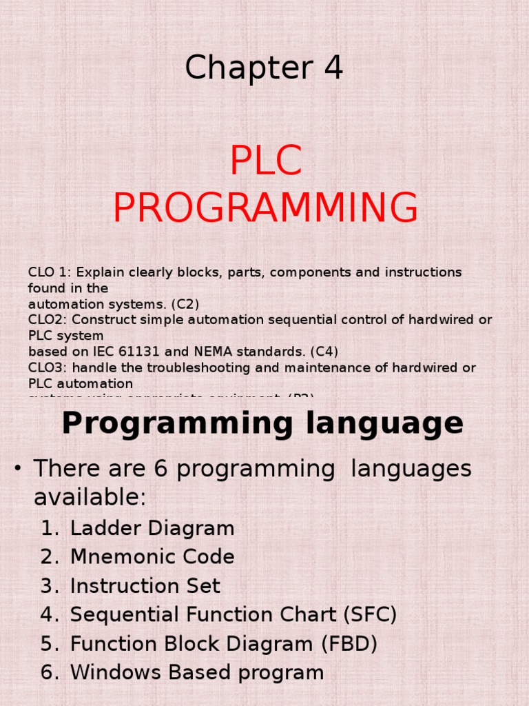 Chapter 4 - PLC Programming | PDF | Instruction Set | Programmable Logic Controller