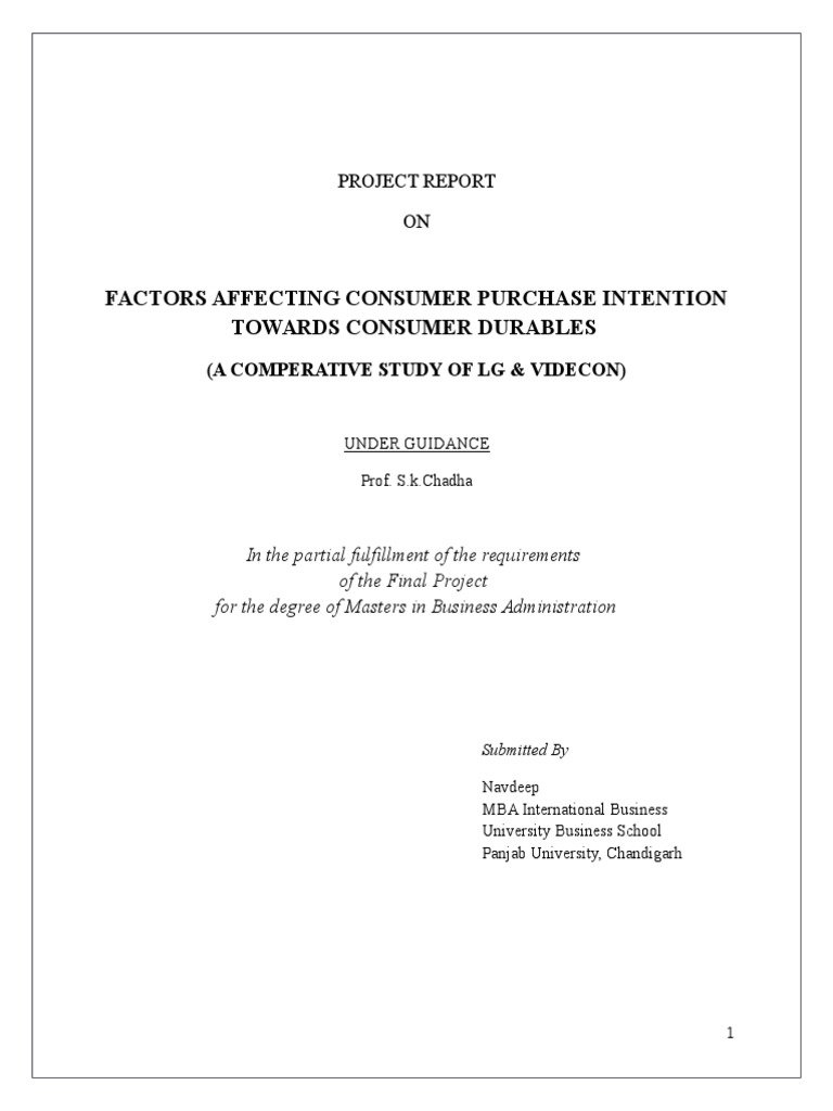 Factors Affecting Consumer Purchase Intention Towards Consumer Durables ...