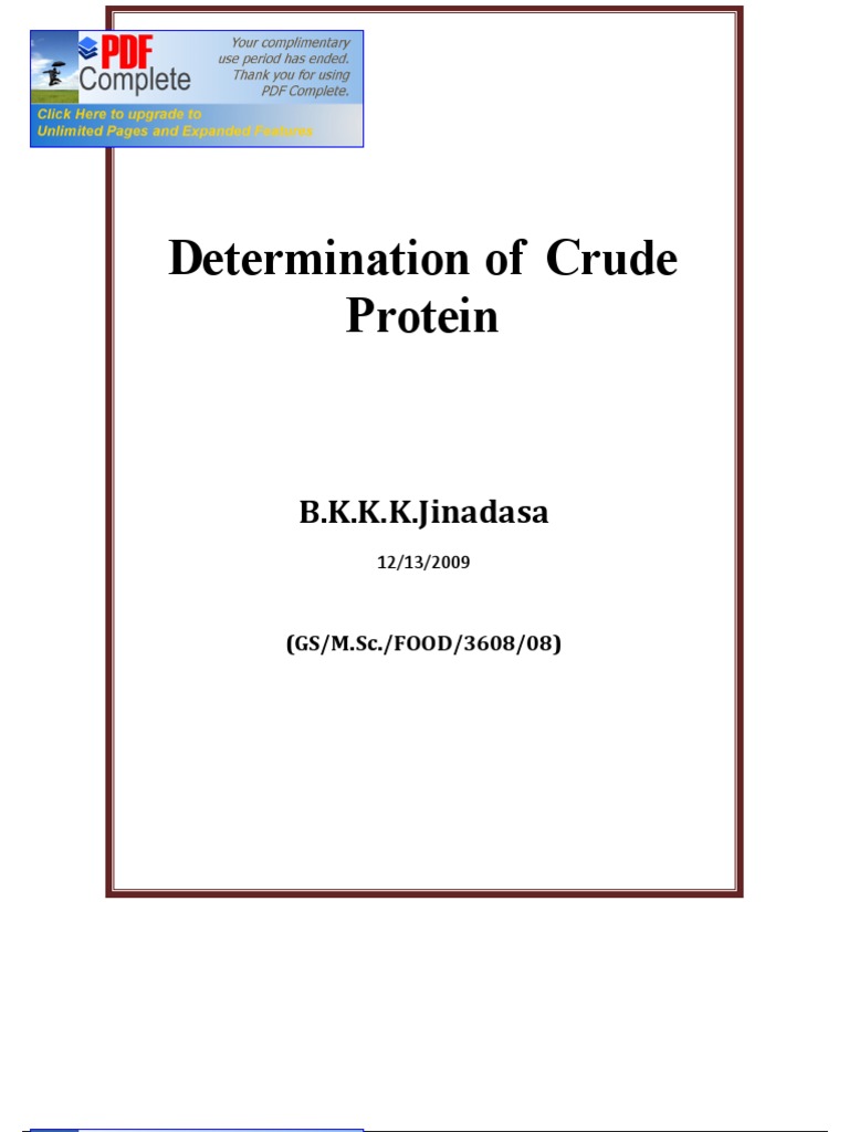 Determination of Crude Protein | PDF | Atoms | Analytical Chemistry