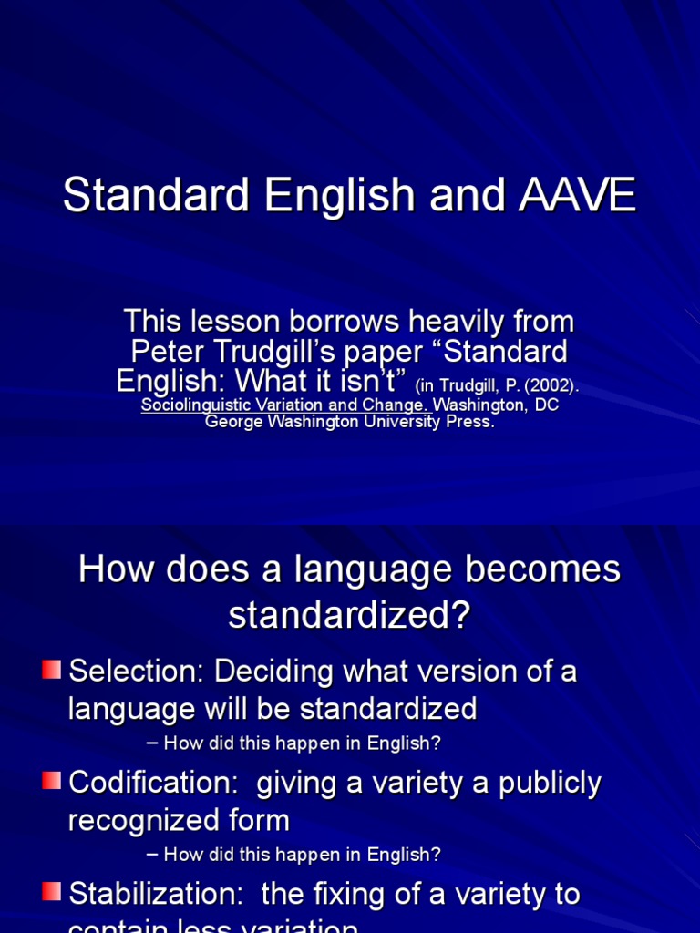Understanding AAVE and Standard English | PDF | Accent ...