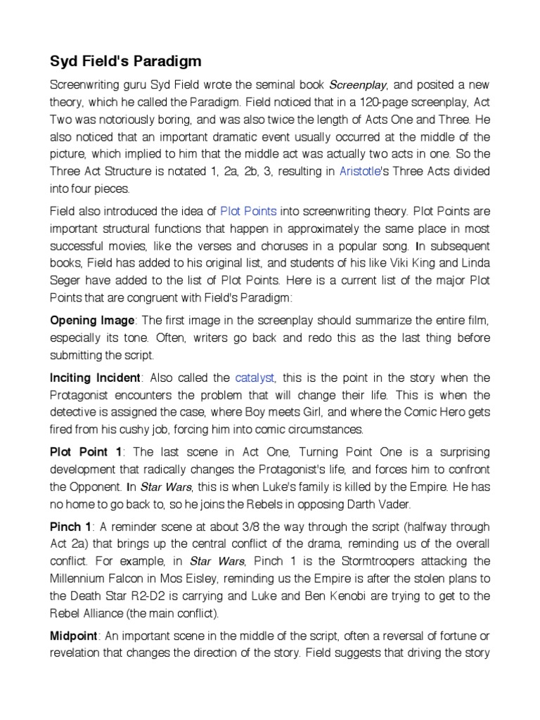 Syd Field's Paradigm | PDF | Screenwriting | Star Wars