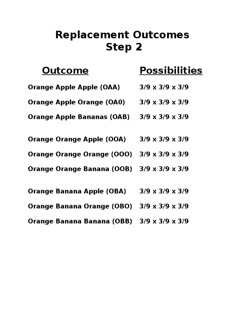 Replacement Outcomes Step 2 | PDF