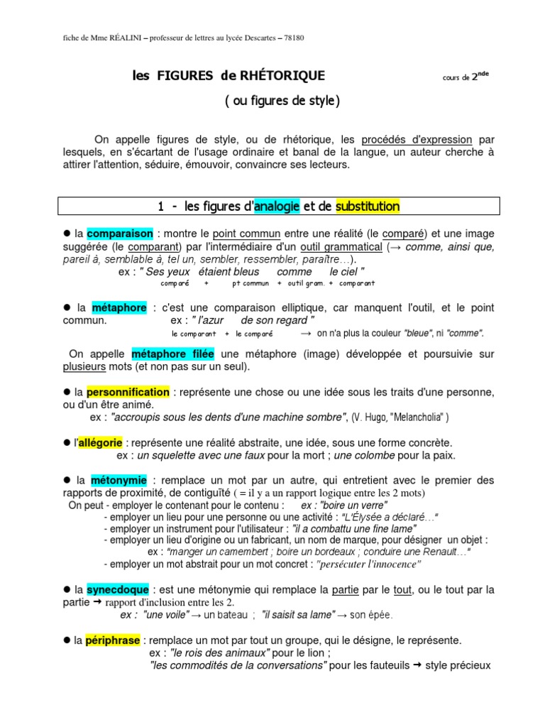 Figures de Style Rhetorique | PDF | Métaphore | Techniques de rhétorique