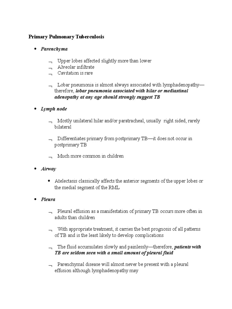 Overview of Primary Pulmonary Tuberculosis | PDF | Tuberculosis ...
