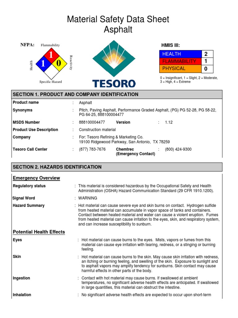 Asphalt MSDS | Firefighting | Combustion
