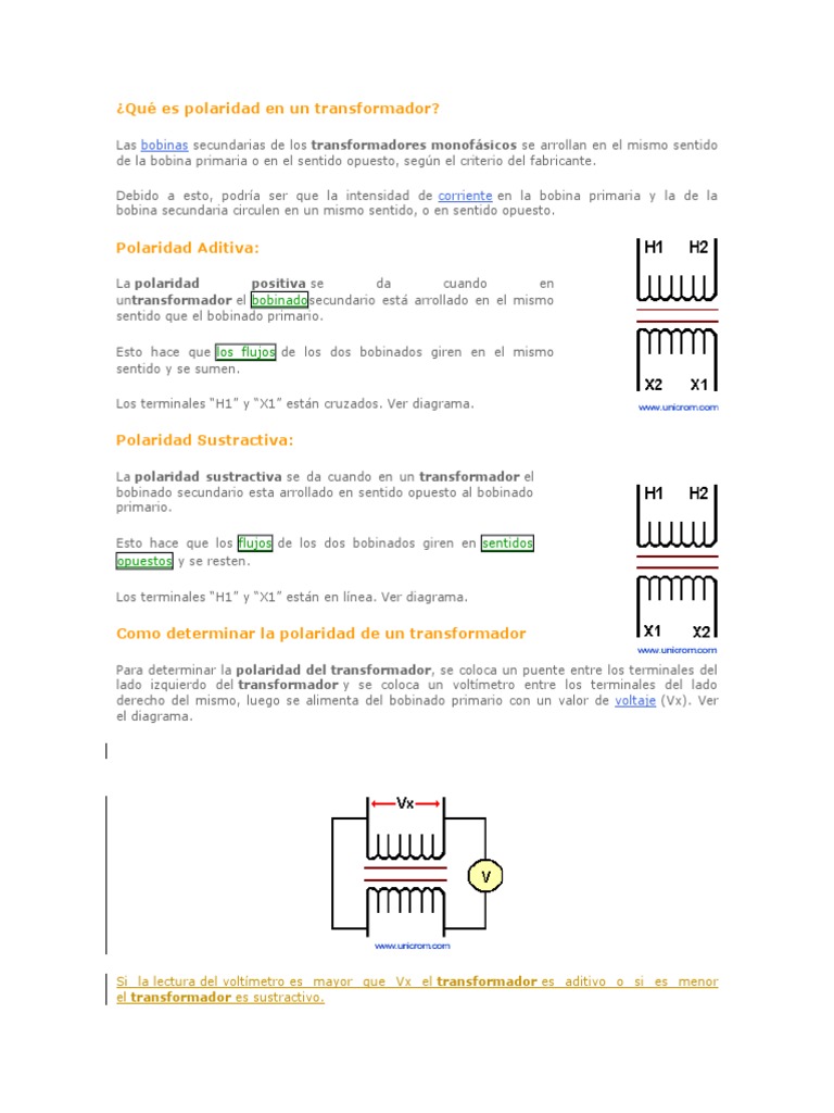 Qué Es Polaridad en Un Transformador | PDF | Transformador | Inductor