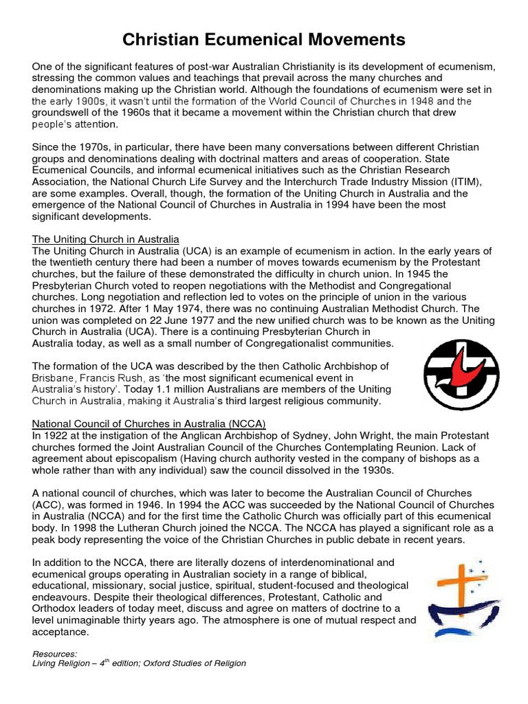 Christian Ecumenical Movements | PDF | Ecumenism | Chalcedonianism