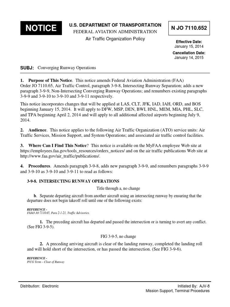 N JO 7110.652 Converging Runway Operations | PDF | Air Traffic Control ...