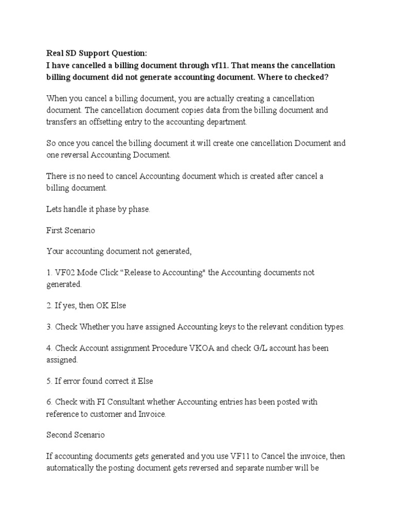 Troubleshooting Billing Document Cancellations | PDF
