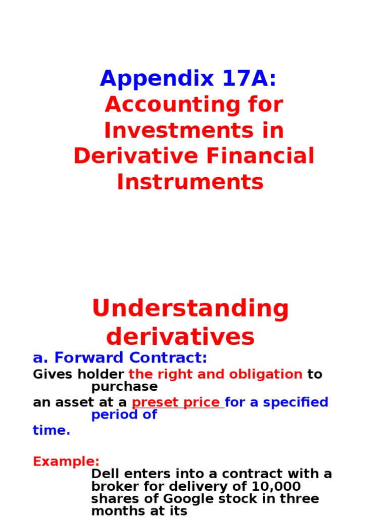 Appendix 17A:: Accounting For Investments in Derivative Financial ...