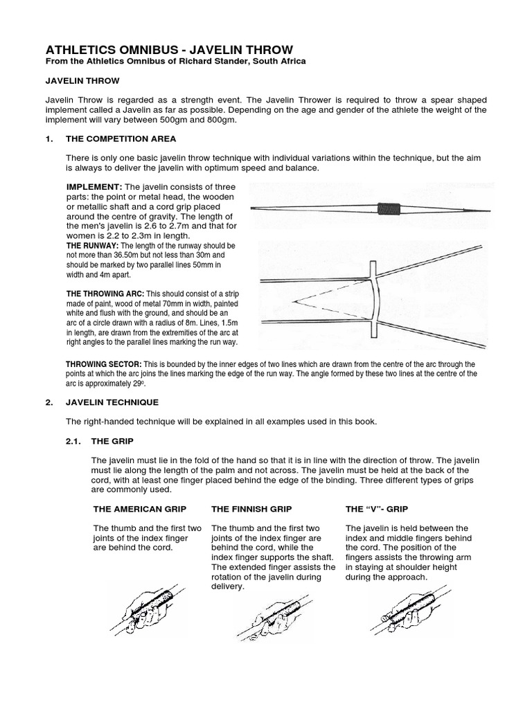 Javelin Throw Techniques and Rules | PDF