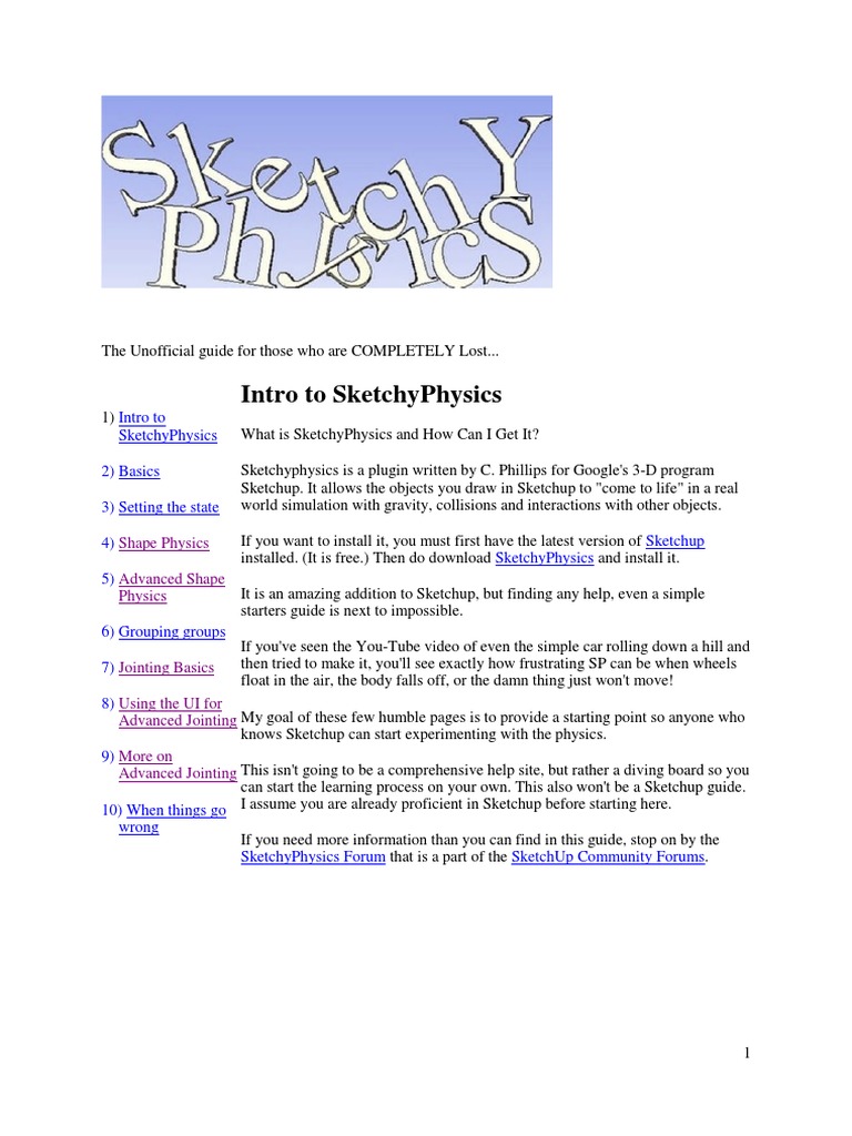 Intro To SketchyPhysics | PDF | User Interface | Sketch Up