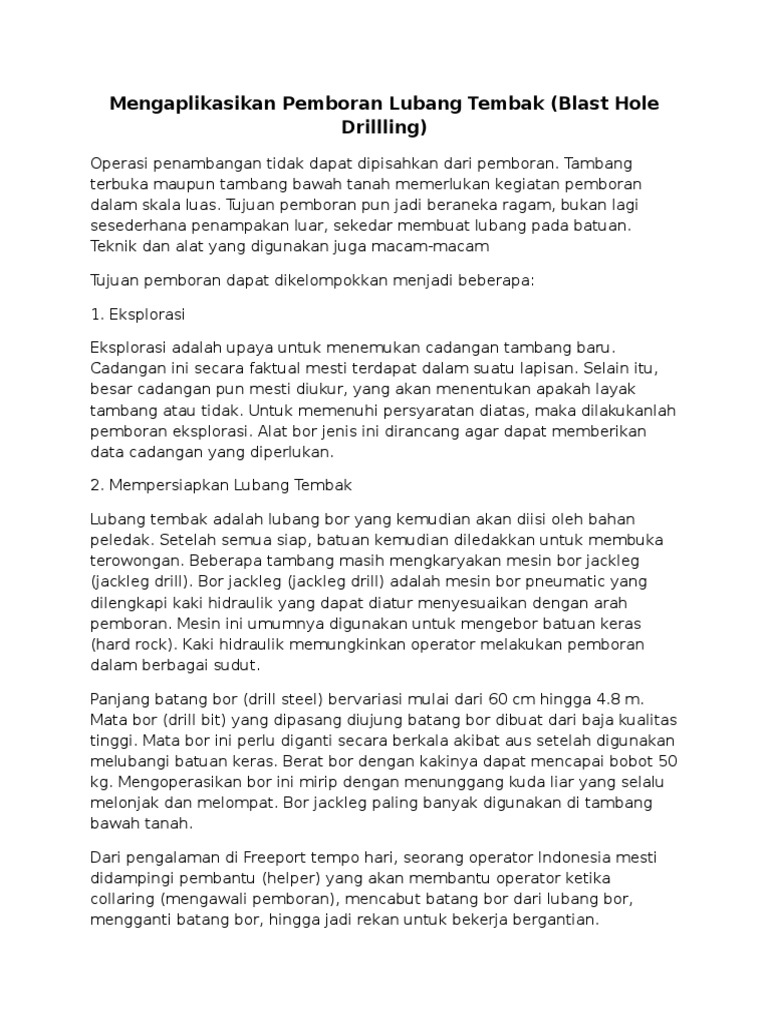 Pemboran Lubang Tembak | PDF | Teknologi & Rekayasa
